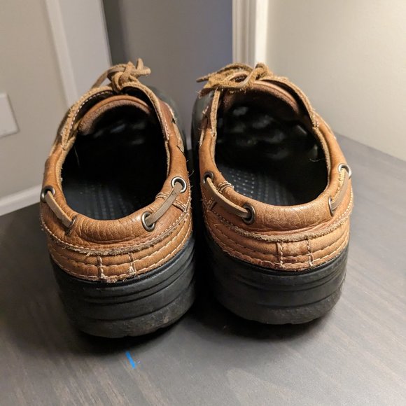 CROCS | Shoes | Crocs Clogs Mens 8 Islander Pitcrew Brown Leather Sport ...